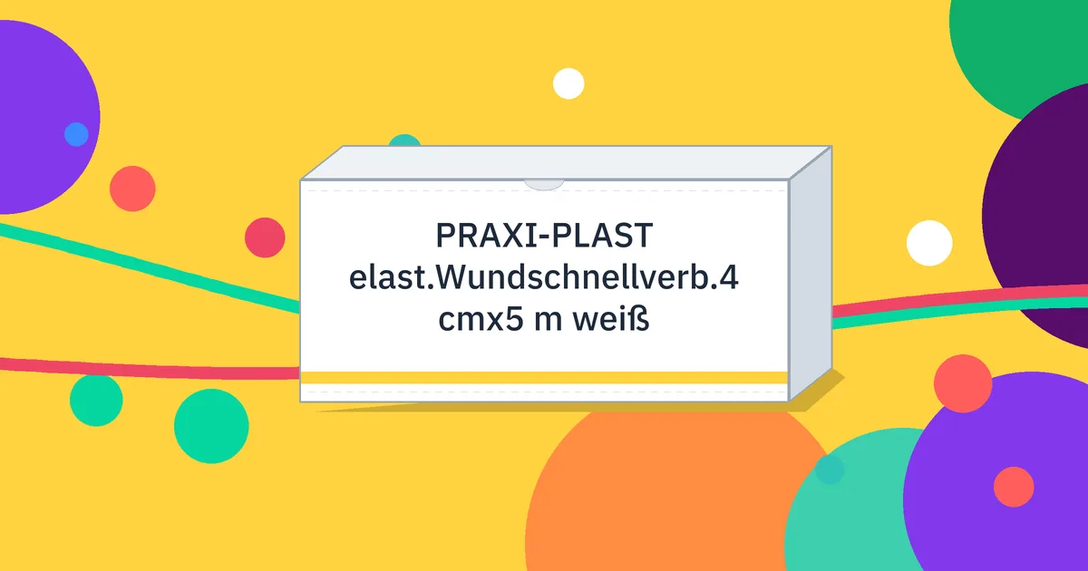 Symbolbild: Packung mit der Aufschrift PRAXI-PLAST elast.Wundschnellverb.4 cmx5 m weiß (PZN 12827555) – Verfügbarkeit und Bezug in Apotheken in Frankfurt am Main