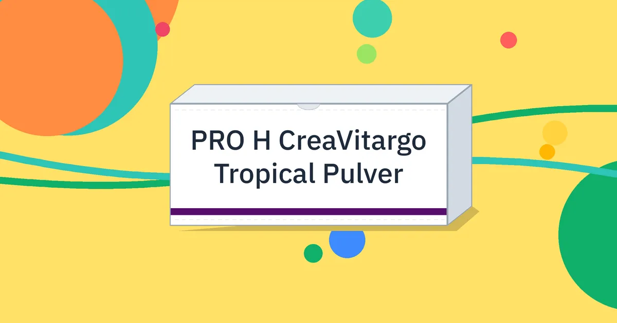 Symbolbild: Packung mit der Aufschrift PRO H CreaVitargo Tropical Pulver (PZN 07681747) – Verfügbarkeit und Bezug in Apotheken in Frankfurt am Main