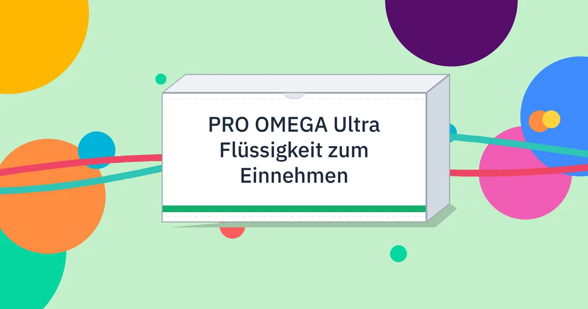 Symbolbild: Packung mit der Aufschrift PRO OMEGA Ultra Flüssigkeit zum Einnehmen (PZN 16047788) – Verfügbarkeit und Bezug in Apotheken in Frankfurt am Main