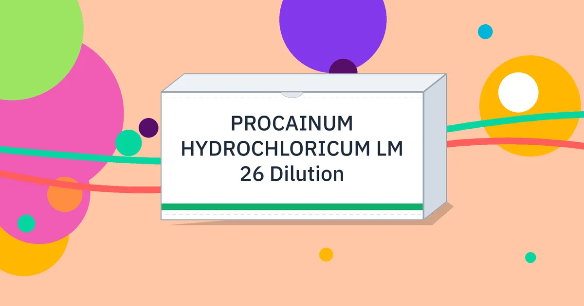 Symbolbild: Packung mit der Aufschrift PROCAINUM HYDROCHLORICUM LM 26 Dilution (PZN 13668604) – Verfügbarkeit und Bezug in Apotheken in Frankfurt am Main