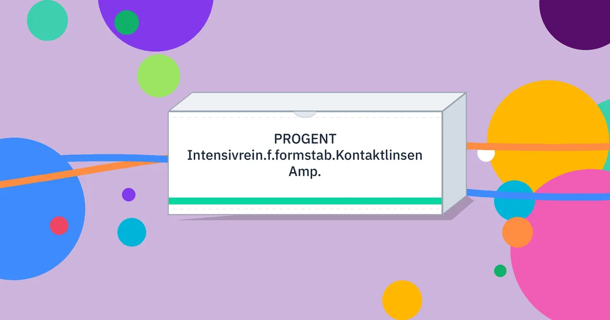 Symbolbild: Packung mit der Aufschrift PROGENT Intensivrein.f.formstab.Kontaktlinsen Amp. (PZN 11381117) – Verfügbarkeit und Bezug in Apotheken in Frankfurt am Main