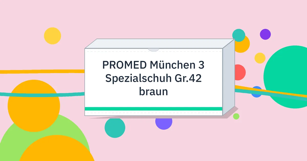 Symbolbild: Packung mit der Aufschrift PROMED München 3 Spezialschuh Gr.42 braun (PZN 05483084) – Verfügbarkeit und Bezug in Apotheken in Frankfurt am Main
