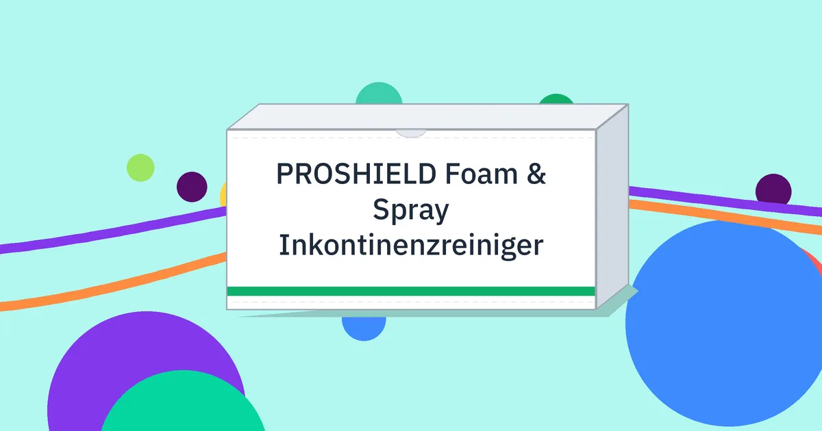 Symbolbild: Packung mit der Aufschrift PROSHIELD Foam & Spray Inkontinenzreiniger (PZN 10301263) – Verfügbarkeit und Bezug in Apotheken in Frankfurt am Main