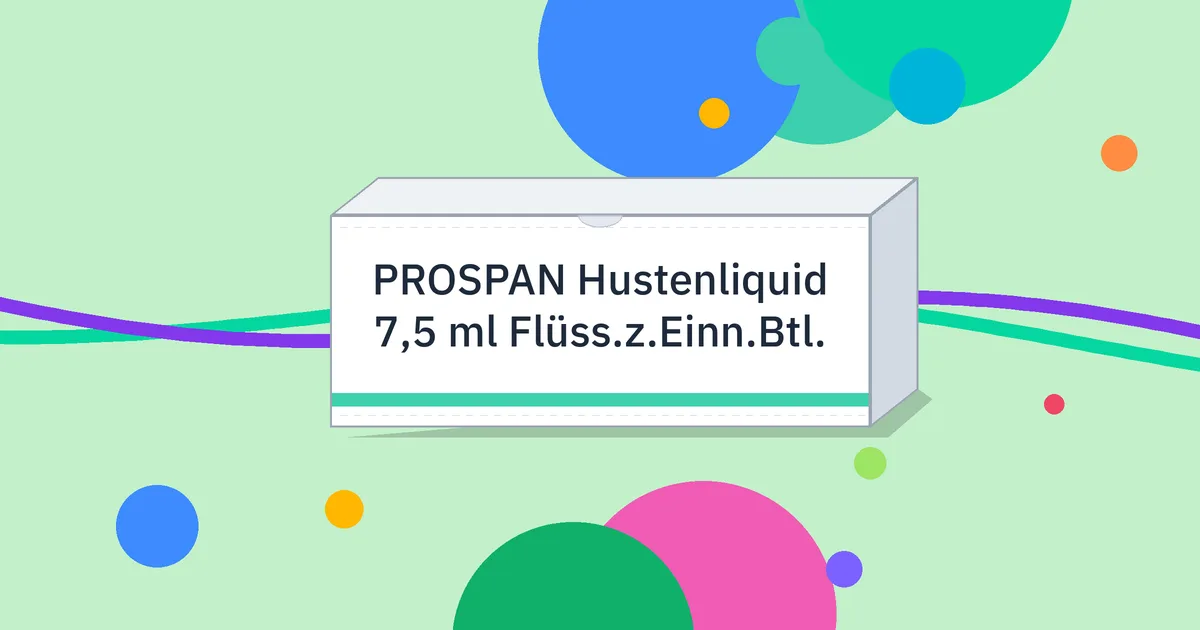 Symbolbild: Packung mit der Aufschrift PROSPAN Hustenliquid 7,5 ml Flüss.z.Einn.Btl. (PZN 19541448) – Verfügbarkeit und Bezug in Apotheken in Frankfurt am Main
