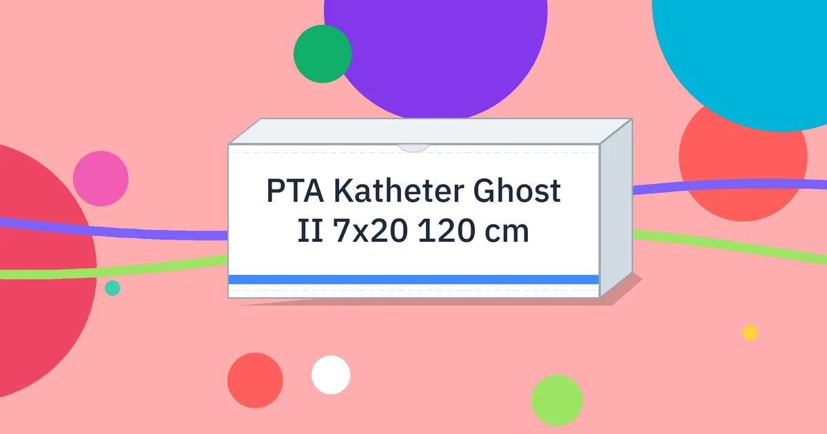 Symbolbild: Packung mit der Aufschrift PTA Katheter Ghost II 7x20 120 cm (PZN 00107347) – Verfügbarkeit und Bezug in Apotheken in Frankfurt am Main