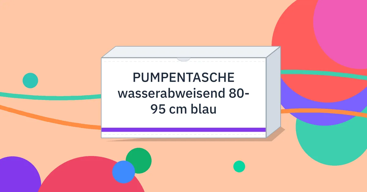Symbolbild: Packung mit der Aufschrift PUMPENTASCHE wasserabweisend 80-95 cm blau (PZN 13915592) – Verfügbarkeit und Bezug in Apotheken in Frankfurt am Main