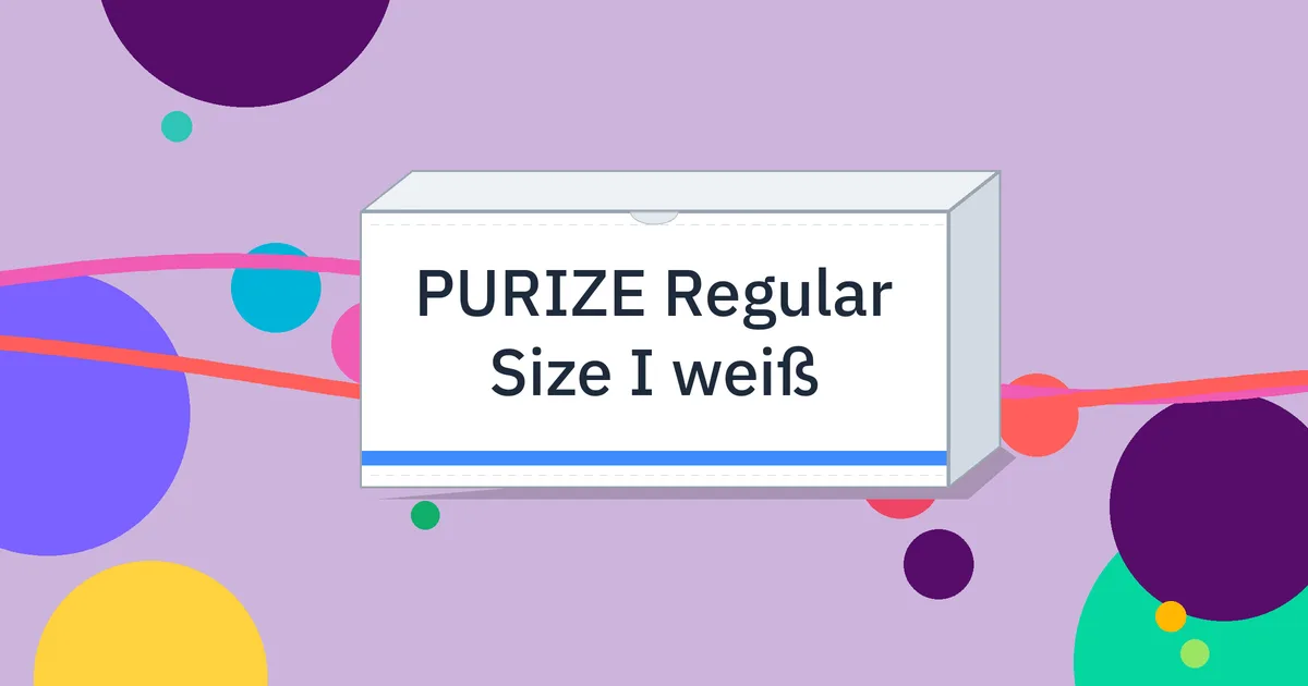 Symbolbild: Packung mit der Aufschrift PURIZE Regular Size I weiß (PZN 20294469) – Verfügbarkeit und Bezug in Apotheken in Frankfurt am Main