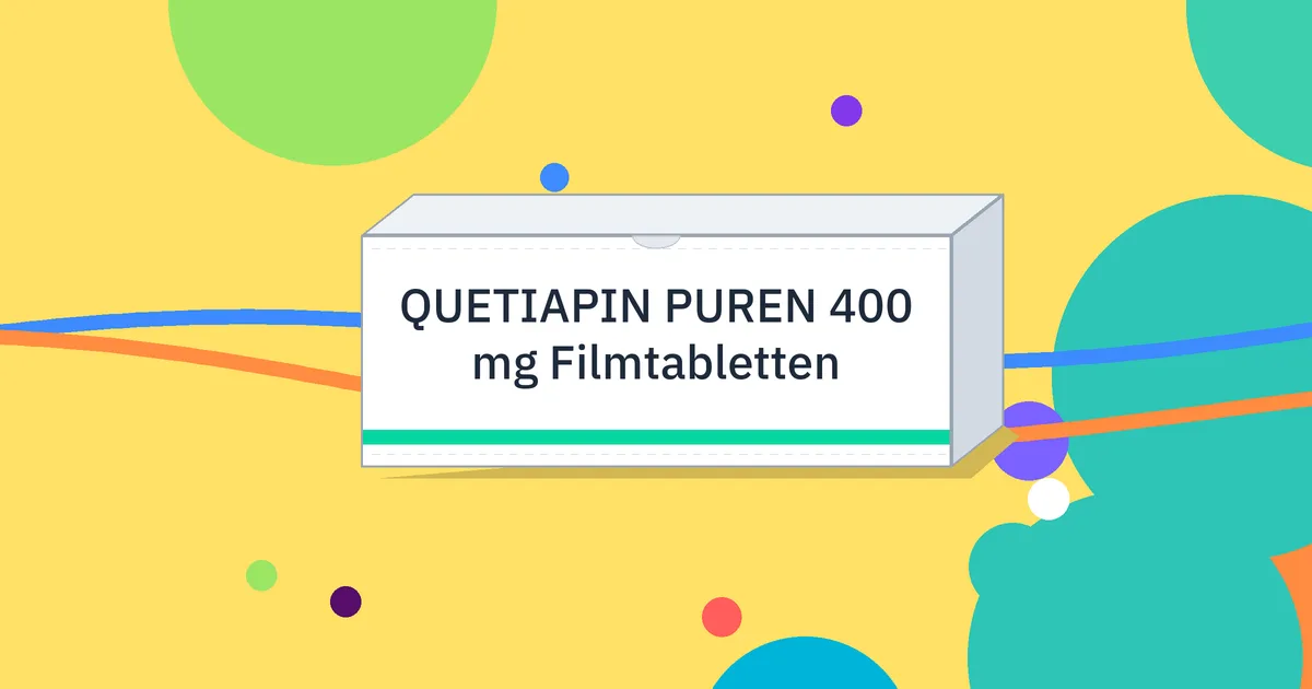 Symbolbild: Packung mit der Aufschrift QUETIAPIN PUREN 400 mg Filmtabletten (PZN 18428514) – Verfügbarkeit und Bezug in Apotheken in Frankfurt am Main