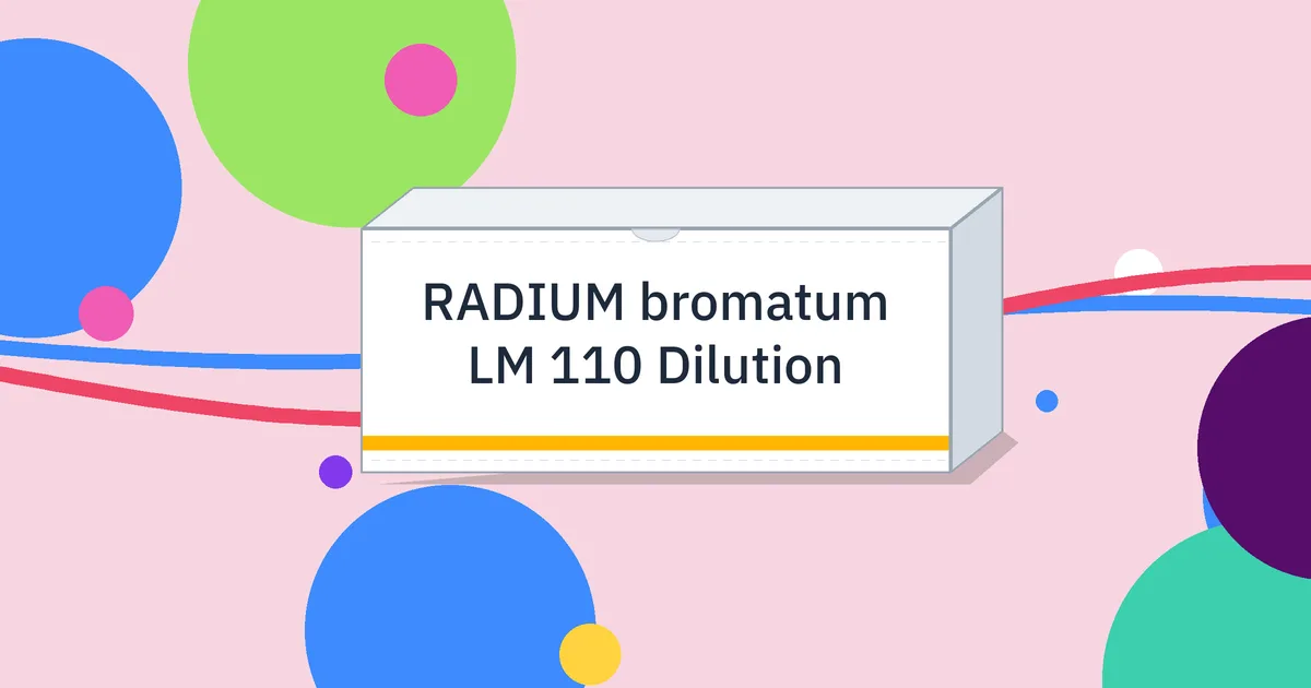 Symbolbild: Packung mit der Aufschrift RADIUM bromatum LM 110 Dilution (PZN 13046133) – Verfügbarkeit und Bezug in Apotheken in Frankfurt am Main