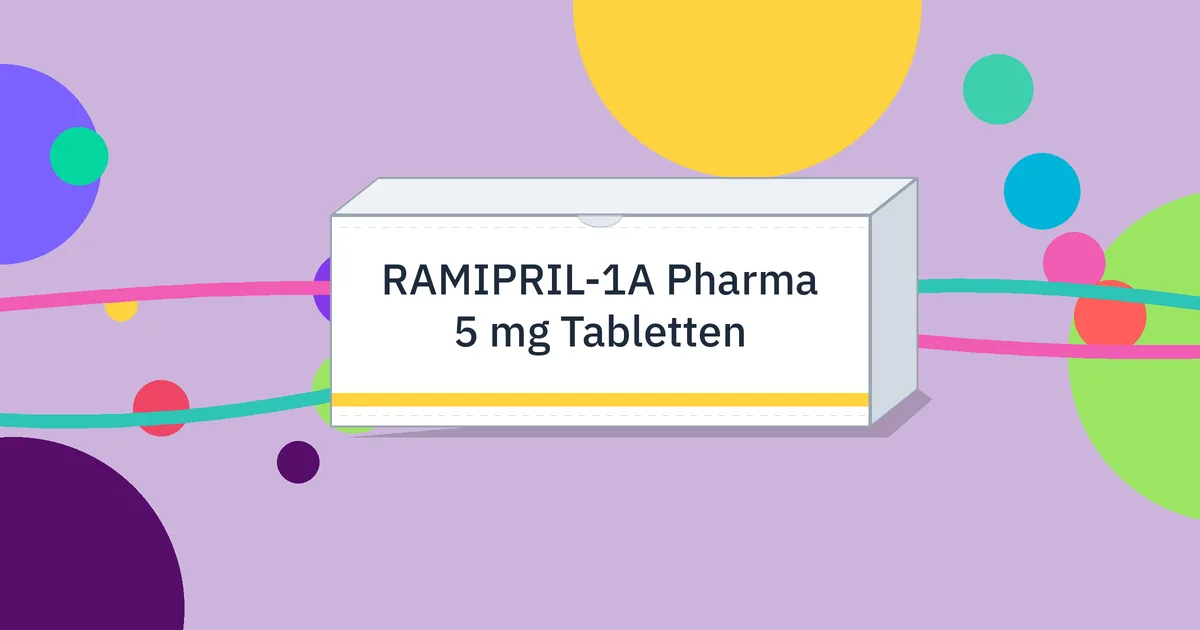 Symbolbild: Packung mit der Aufschrift RAMIPRIL-1A Pharma 5 mg Tabletten (PZN 00766742) – Verfügbarkeit und Bezug in Apotheken in Frankfurt am Main