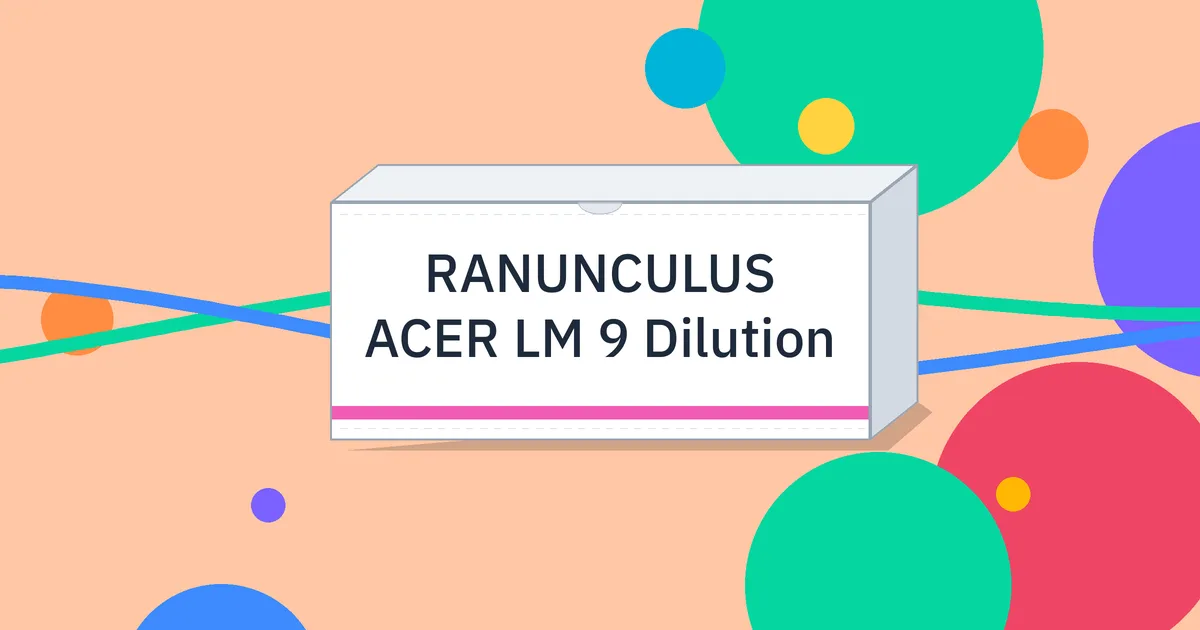 Symbolbild: Packung mit der Aufschrift RANUNCULUS ACER LM 9 Dilution (PZN 13675461) – Verfügbarkeit und Bezug in Apotheken in Frankfurt am Main
