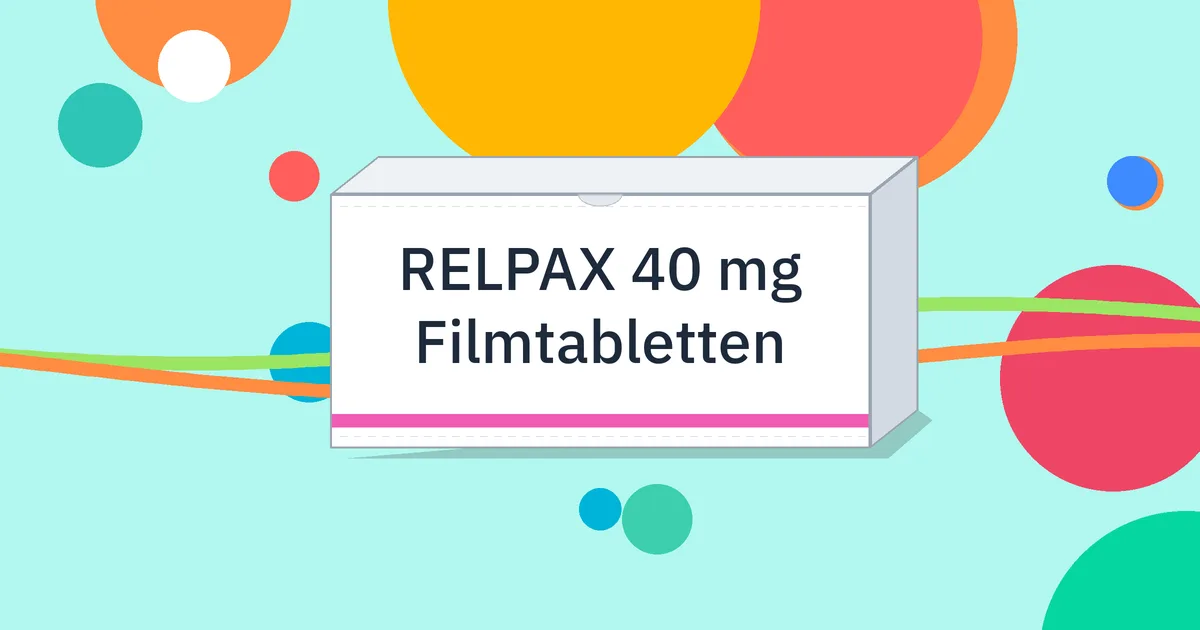 Symbolbild: Packung mit der Aufschrift RELPAX 40 mg Filmtabletten (PZN 12526902) – Verfügbarkeit und Bezug in Apotheken in Frankfurt am Main
