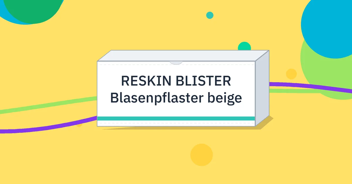 Symbolbild: Packung mit der Aufschrift RESKIN BLISTER Blasenpflaster beige (PZN 18740163) – Verfügbarkeit und Bezug in Apotheken in Frankfurt am Main