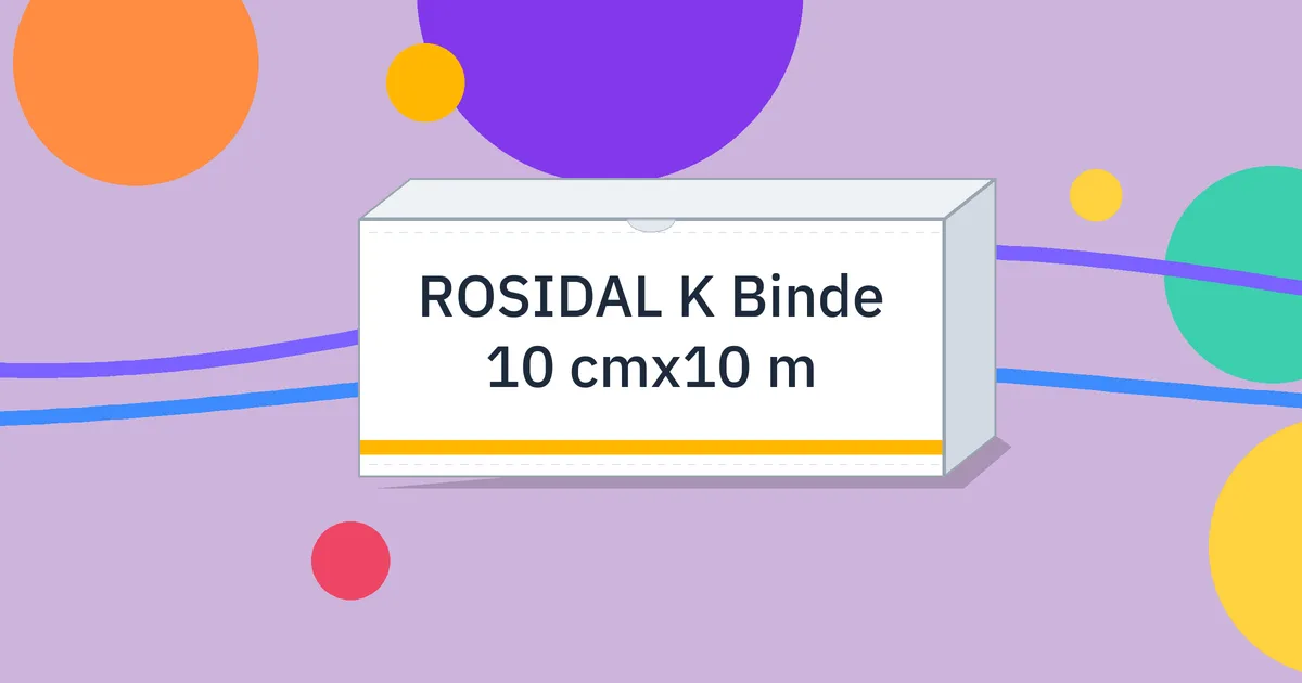Symbolbild: Packung mit der Aufschrift ROSIDAL K Binde 10 cmx10 m (PZN 14050757) – Verfügbarkeit und Bezug in Apotheken in Frankfurt am Main