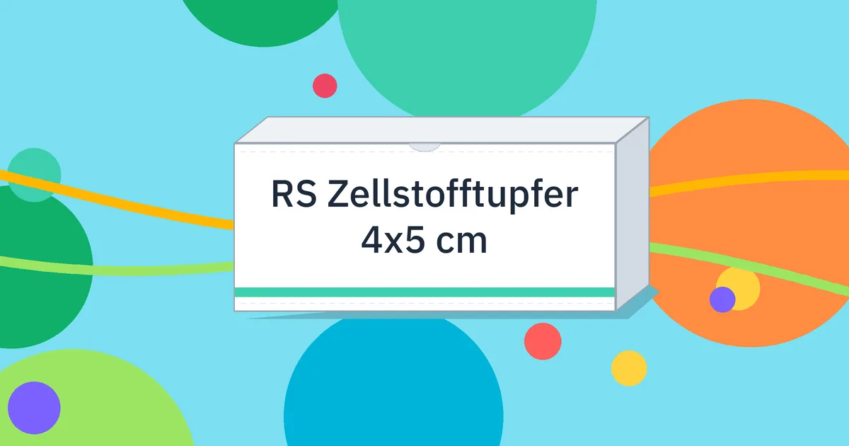 Symbolbild: Packung mit der Aufschrift RS Zellstofftupfer 4x5 cm (PZN 02954755) – Verfügbarkeit und Bezug in Apotheken in Frankfurt am Main