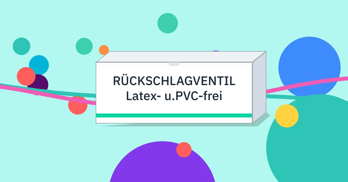 Symbolbild: Packung mit der Aufschrift RÜCKSCHLAGVENTIL Latex- u.PVC-frei (PZN 02232430) – Verfügbarkeit und Bezug in Apotheken in Frankfurt am Main