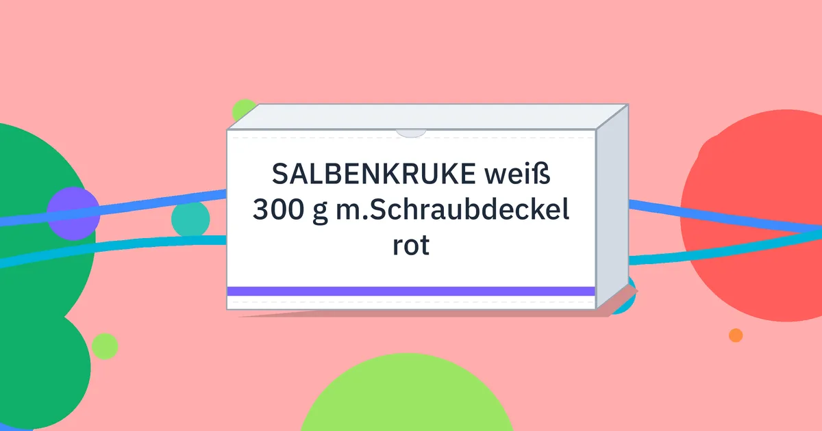 Symbolbild: Packung mit der Aufschrift SALBENKRUKE weiß 300 g m.Schraubdeckel rot (PZN 10121934) – Verfügbarkeit und Bezug in Apotheken in Frankfurt am Main