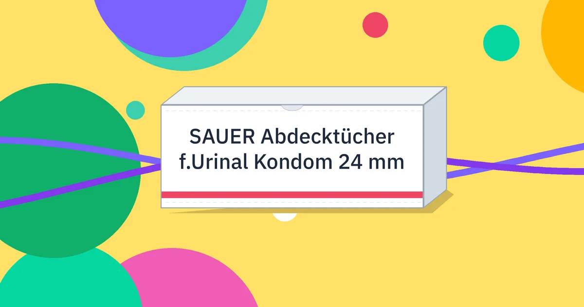 Symbolbild: Packung mit der Aufschrift SAUER Abdecktücher f.Urinal Kondom 24 mm (PZN 16020281) – Verfügbarkeit und Bezug in Apotheken in Frankfurt am Main