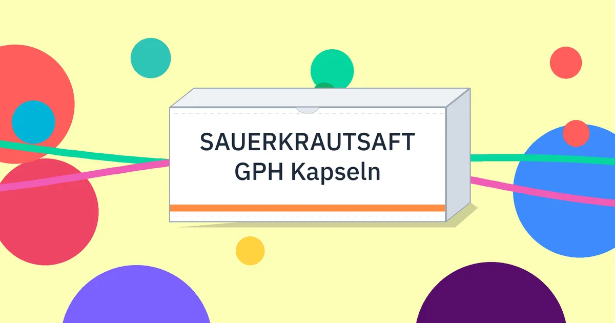 Symbolbild: Packung mit der Aufschrift SAUERKRAUTSAFT GPH Kapseln (PZN 01637857) – Verfügbarkeit und Bezug in Apotheken in Frankfurt am Main
