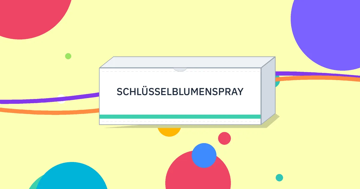 Symbolbild: Packung mit der Aufschrift SCHLÜSSELBLUMENSPRAY (PZN 11713594) – Verfügbarkeit und Bezug in Apotheken in Frankfurt am Main