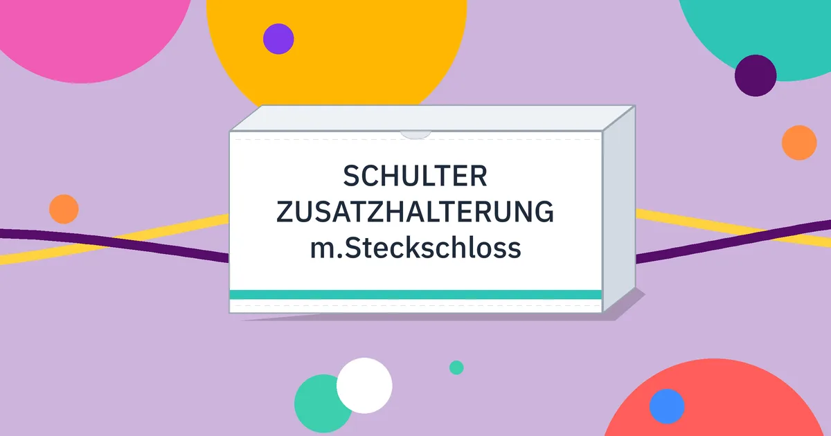 Symbolbild: Packung mit der Aufschrift SCHULTER ZUSATZHALTERUNG m.Steckschloss (PZN 11568206) – Verfügbarkeit und Bezug in Apotheken in Frankfurt am Main