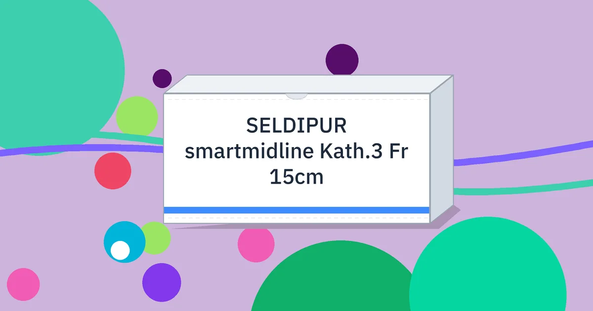 Symbolbild: Packung mit der Aufschrift SELDIPUR smartmidline Kath.3 Fr 15cm (PZN 15263219) – Verfügbarkeit und Bezug in Apotheken in Frankfurt am Main