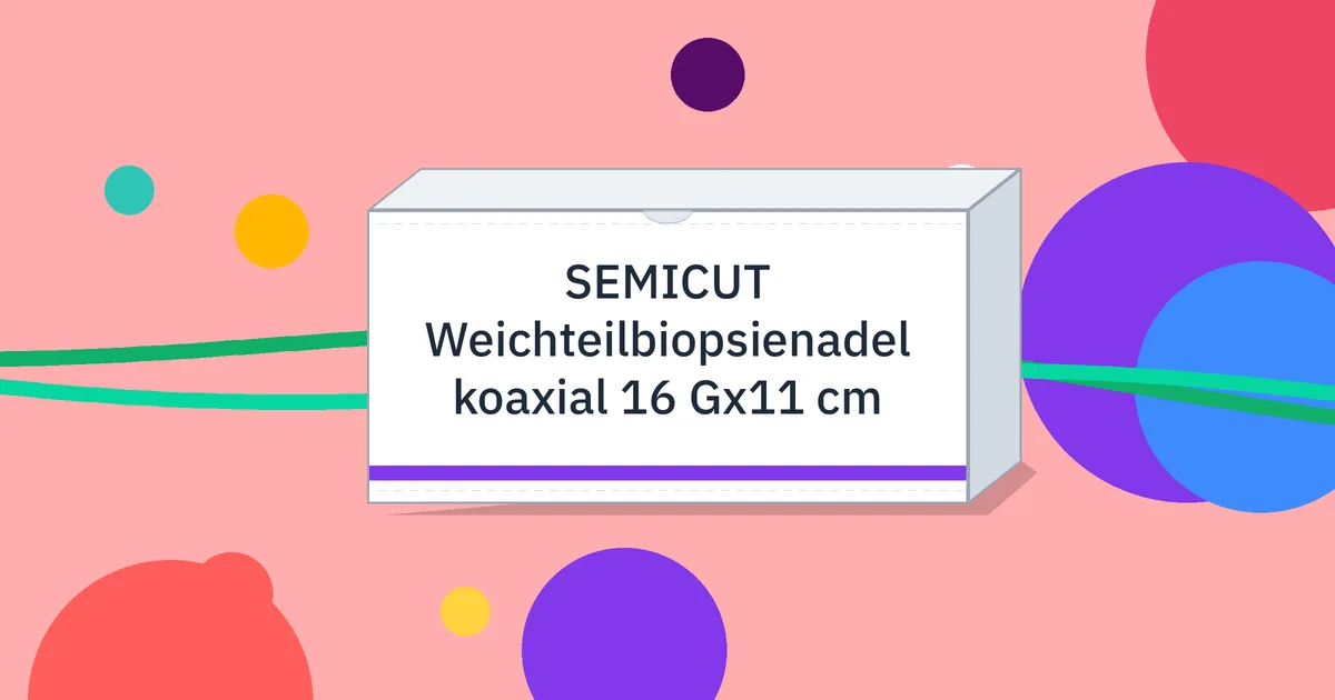 Symbolbild: Packung mit der Aufschrift SEMICUT Weichteilbiopsienadel koaxial 16 Gx11 cm (PZN 19736117) – Verfügbarkeit und Bezug in Apotheken in Frankfurt am Main