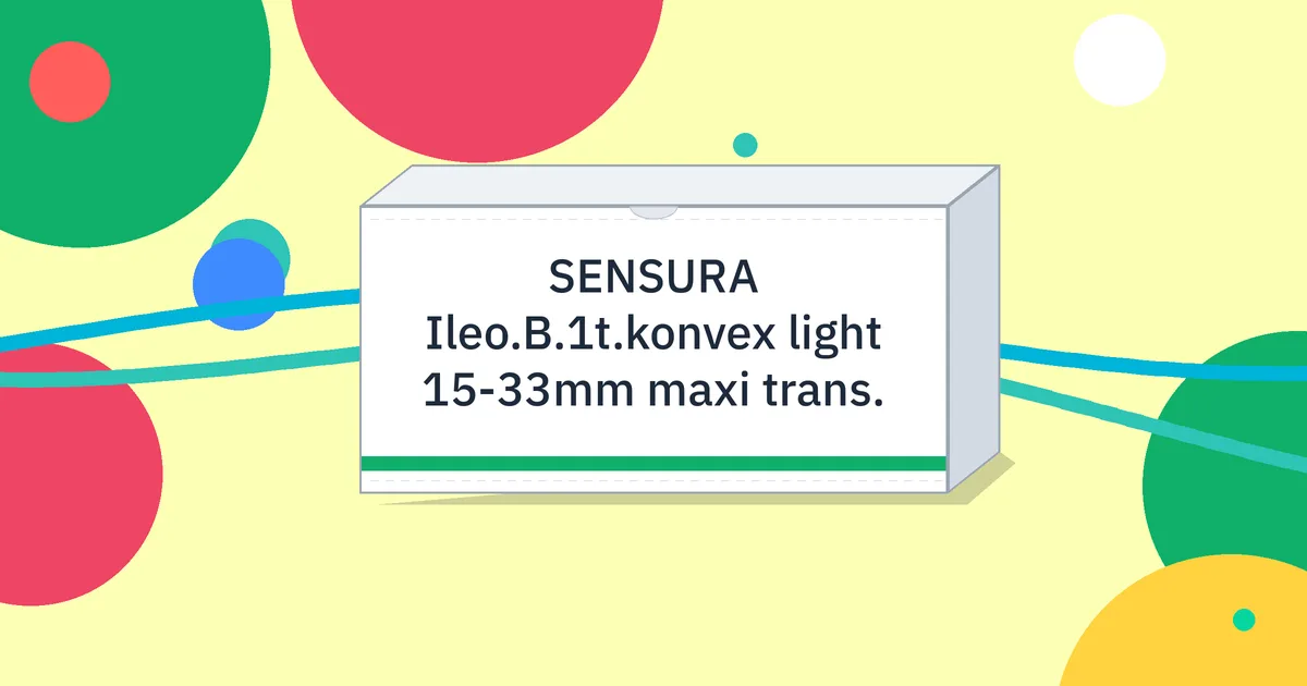 Symbolbild: Packung mit der Aufschrift SENSURA Ileo.B.1t.konvex light 15-33mm maxi trans. (PZN 00827745) – Verfügbarkeit und Bezug in Apotheken in Frankfurt am Main