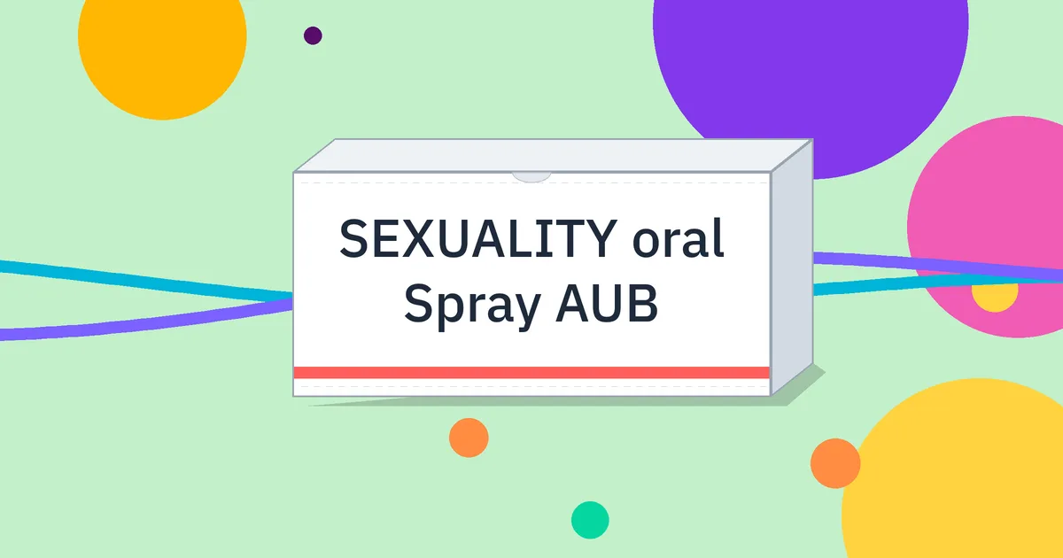 Symbolbild: Packung mit der Aufschrift SEXUALITY oral Spray AUB (PZN 18734754) – Verfügbarkeit und Bezug in Apotheken in Frankfurt am Main