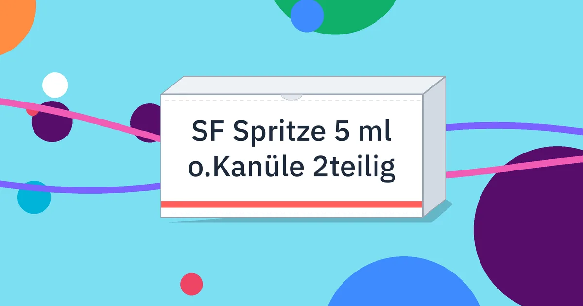 Symbolbild: Packung mit der Aufschrift SF Spritze 5 ml o.Kanüle 2teilig (PZN 15239959) – Verfügbarkeit und Bezug in Apotheken in Frankfurt am Main