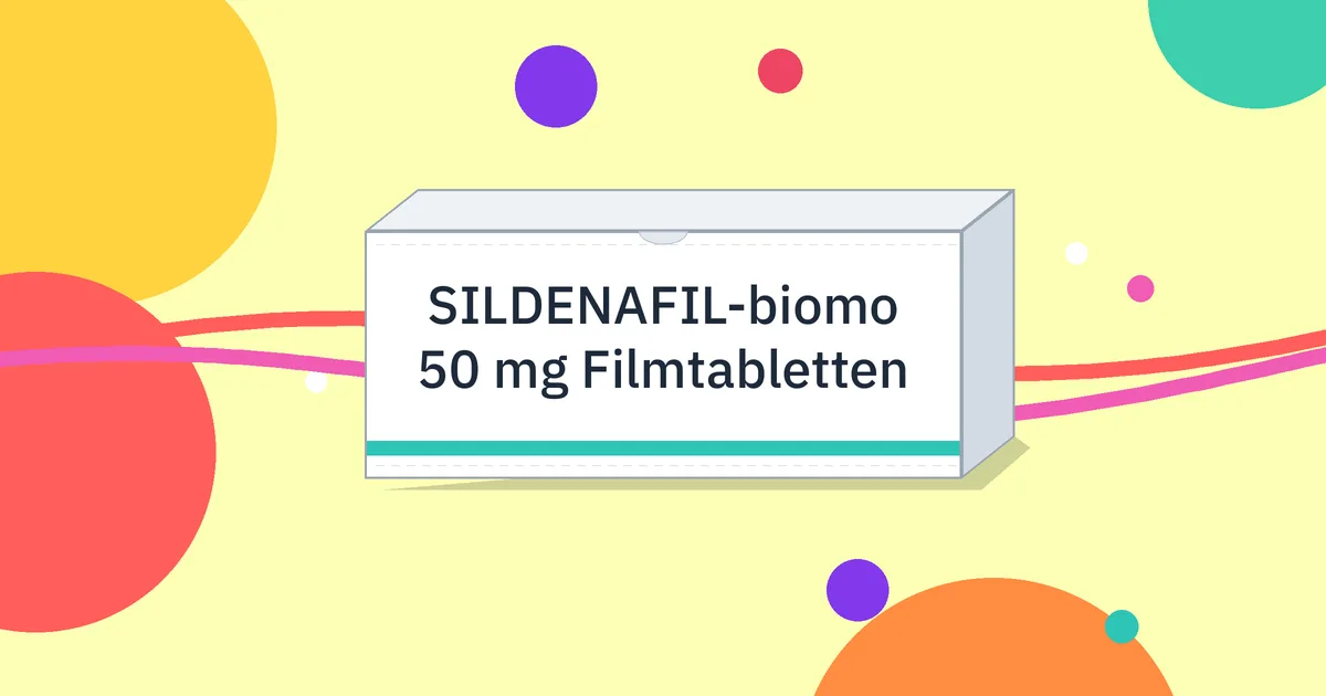 Symbolbild: Packung mit der Aufschrift SILDENAFIL-biomo 50 mg Filmtabletten (PZN 18175289) – Verfügbarkeit und Bezug in Apotheken in Frankfurt am Main