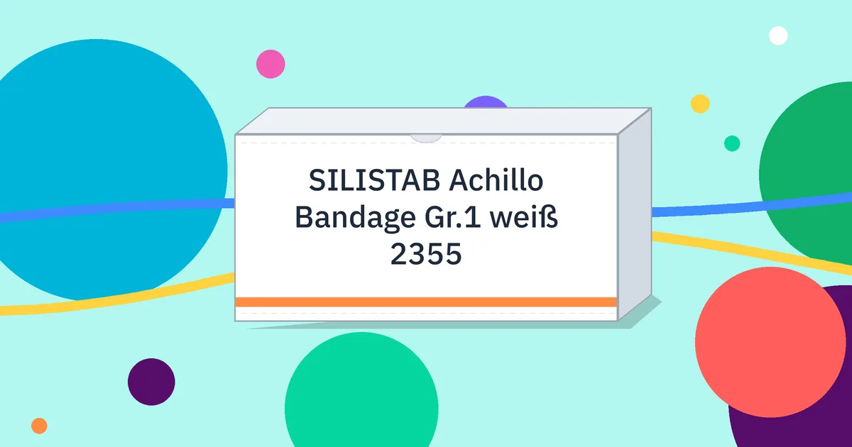 Symbolbild: Packung mit der Aufschrift SILISTAB Achillo Bandage Gr.1 weiß 2355 (PZN 08815569) – Verfügbarkeit und Bezug in Apotheken in Frankfurt am Main