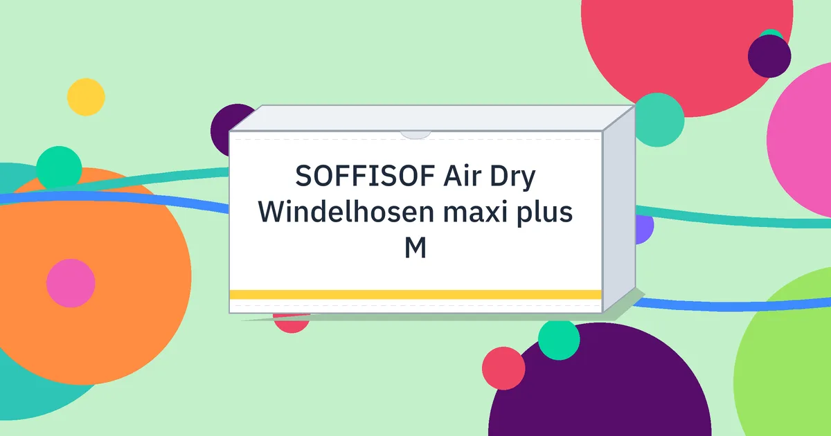 Symbolbild: Packung mit der Aufschrift SOFFISOF Air Dry Windelhosen maxi plus M (PZN 12566451) – Verfügbarkeit und Bezug in Apotheken in Frankfurt am Main