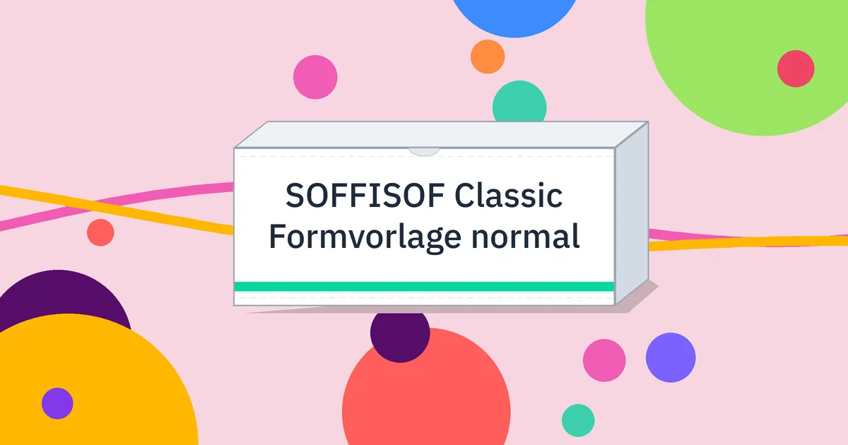 Symbolbild: Packung mit der Aufschrift SOFFISOF Classic Formvorlage normal (PZN 12566008) – Verfügbarkeit und Bezug in Apotheken in Frankfurt am Main