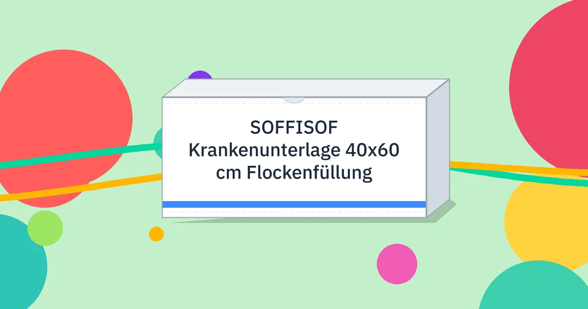 Symbolbild: Packung mit der Aufschrift SOFFISOF Krankenunterlage 40x60 cm Flockenfüllung (PZN 10798358) – Verfügbarkeit und Bezug in Apotheken in Frankfurt am Main