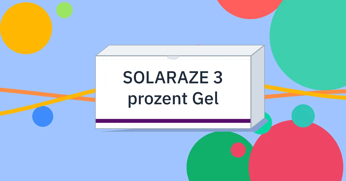Symbolbild: Packung mit der Aufschrift SOLARAZE 3 prozent Gel (PZN 17525729) – Verfügbarkeit und Bezug in Apotheken in Frankfurt am Main