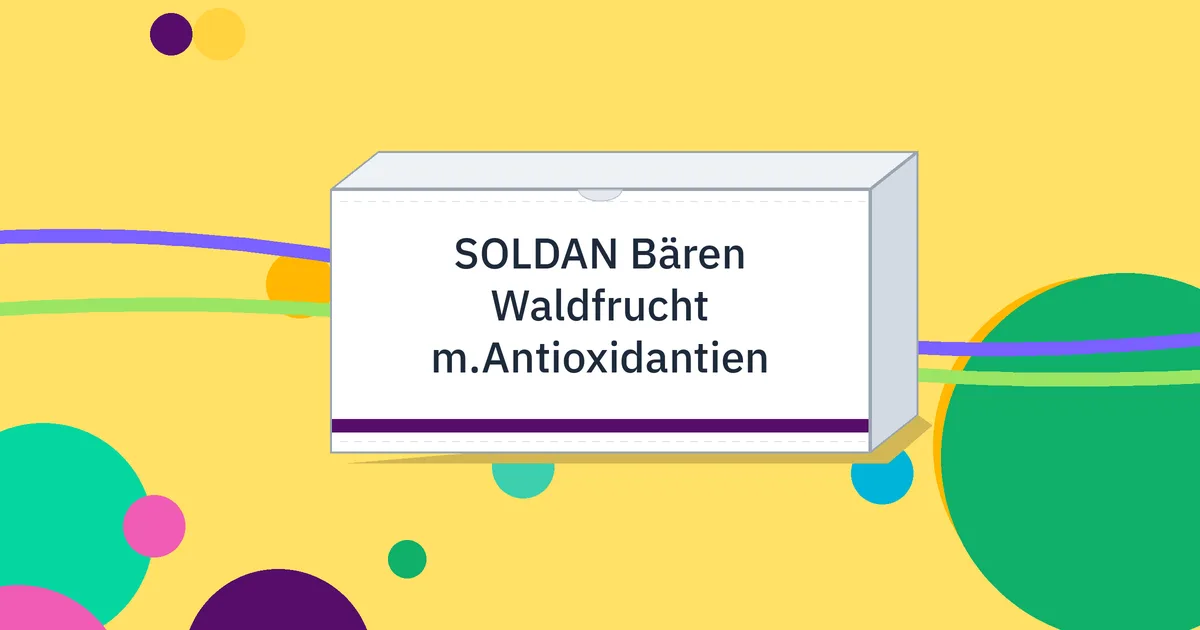 Symbolbild: Packung mit der Aufschrift SOLDAN Bären Waldfrucht m.Antioxidantien (PZN 05541203) – Verfügbarkeit und Bezug in Apotheken in Frankfurt am Main