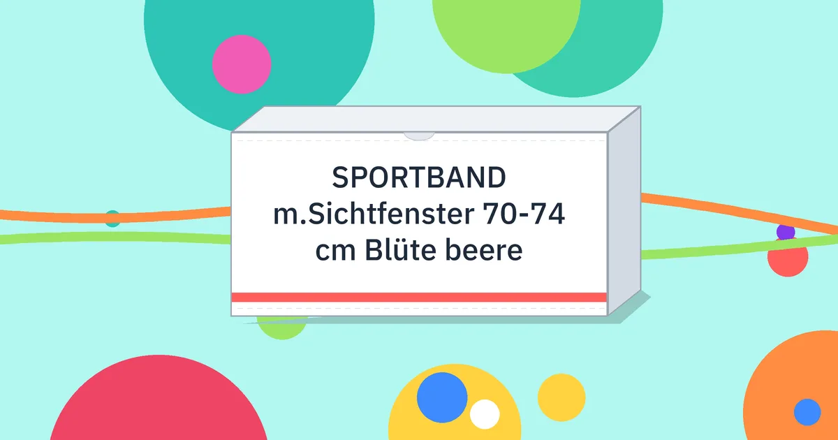 Symbolbild: Packung mit der Aufschrift SPORTBAND m.Sichtfenster 70-74 cm Blüte beere (PZN 13917042) – Verfügbarkeit und Bezug in Apotheken in Frankfurt am Main