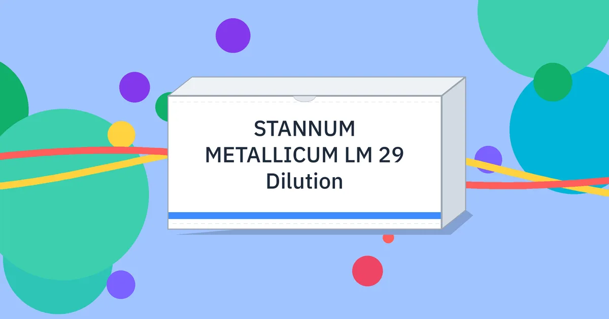 Symbolbild: Packung mit der Aufschrift STANNUM METALLICUM LM 29 Dilution (PZN 13199374) – Verfügbarkeit und Bezug in Apotheken in Frankfurt am Main
