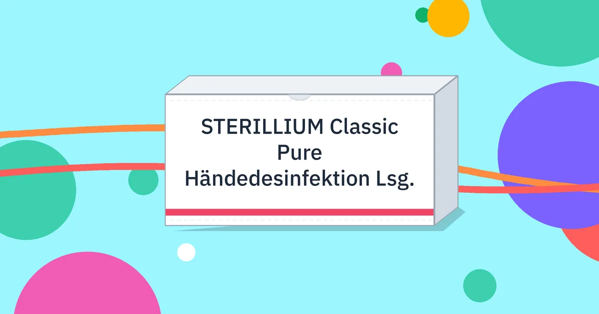 Symbolbild: Packung mit der Aufschrift STERILLIUM Classic Pure Händedesinfektion Lsg. (PZN 04818401) – Verfügbarkeit und Bezug in Apotheken in Frankfurt am Main