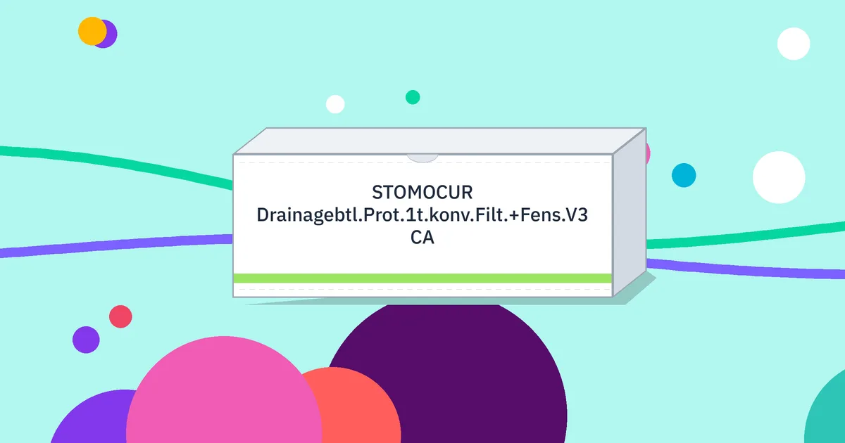 Symbolbild: Packung mit der Aufschrift STOMOCUR Drainagebtl.Prot.1t.konv.Filt.+Fens.V3 CA (PZN 18884318) – Verfügbarkeit und Bezug in Apotheken in Frankfurt am Main