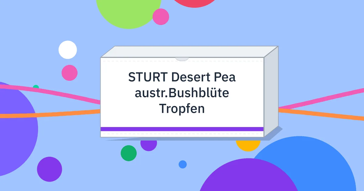 Symbolbild: Packung mit der Aufschrift STURT Desert Pea austr.Bushblüte Tropfen (PZN 06126877) – Verfügbarkeit und Bezug in Apotheken in Frankfurt am Main