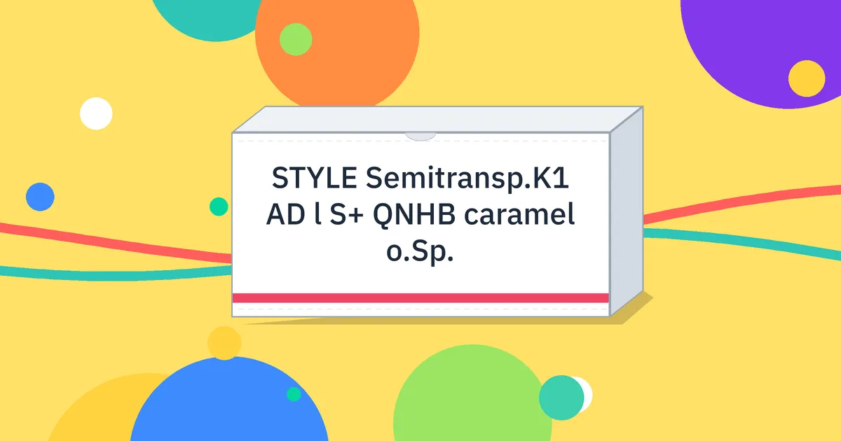 Symbolbild: Packung mit der Aufschrift STYLE Semitransp.K1 AD l S+ QNHB caramel o.Sp. (PZN 18869454) – Verfügbarkeit und Bezug in Apotheken in Frankfurt am Main