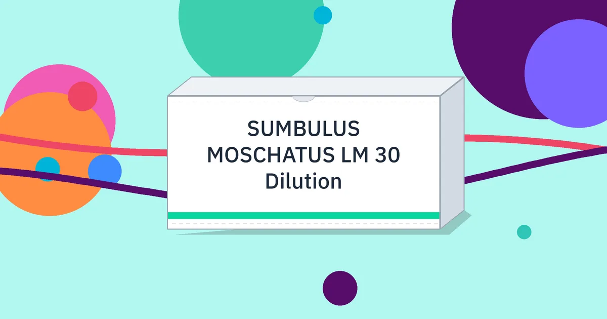 Symbolbild: Packung mit der Aufschrift SUMBULUS MOSCHATUS LM 30 Dilution (PZN 13211017) – Verfügbarkeit und Bezug in Apotheken in Frankfurt am Main