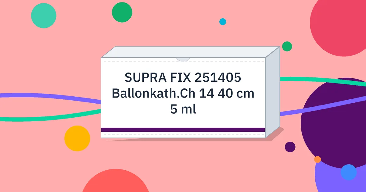 Symbolbild: Packung mit der Aufschrift SUPRA FIX 251405 Ballonkath.Ch 14 40 cm 5 ml (PZN 20928767) – Verfügbarkeit und Bezug in Apotheken in Frankfurt am Main