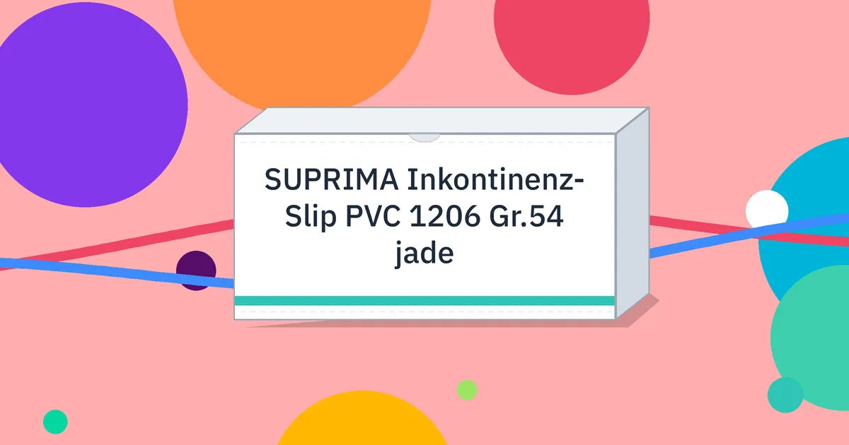 Symbolbild: Packung mit der Aufschrift SUPRIMA Inkontinenz-Slip PVC 1206 Gr.54 jade (PZN 00421084) – Verfügbarkeit und Bezug in Apotheken in Frankfurt am Main