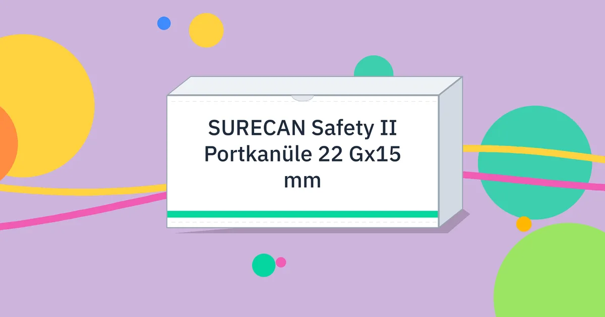 Symbolbild: Packung mit der Aufschrift SURECAN Safety II Portkanüle 22 Gx15 mm (PZN 14286974) – Verfügbarkeit und Bezug in Apotheken in Frankfurt am Main