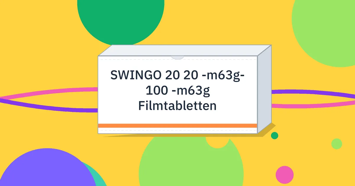 Symbolbild: Packung mit der Aufschrift SWINGO 20 20 -m63g-100 -m63g Filmtabletten (PZN 07746636) – Verfügbarkeit und Bezug in Apotheken in Frankfurt am Main
