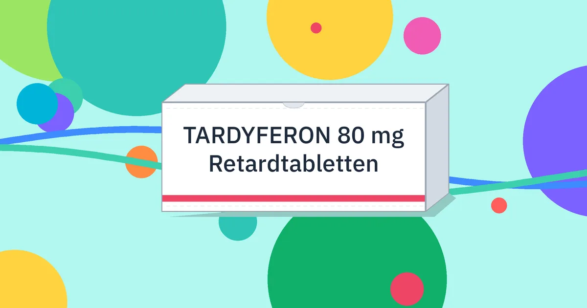 Symbolbild: Packung mit der Aufschrift TARDYFERON 80 mg Retardtabletten (PZN 18500507) – Verfügbarkeit und Bezug in Apotheken in Frankfurt am Main