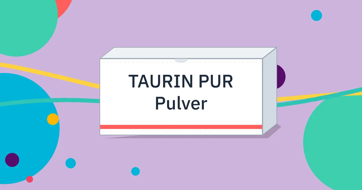 Symbolbild: Packung mit der Aufschrift TAURIN PUR Pulver (PZN 04142932) – Verfügbarkeit und Bezug in Apotheken in Frankfurt am Main